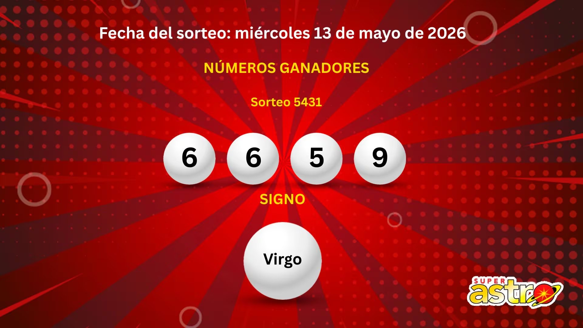 Super Astro Sol: signo Virgo y número 6659, ganadores del sorteo del 13 ...