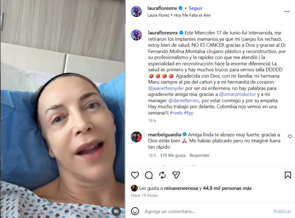 Laura Flores se somete a cirugía de emergencia por sus implantes ...